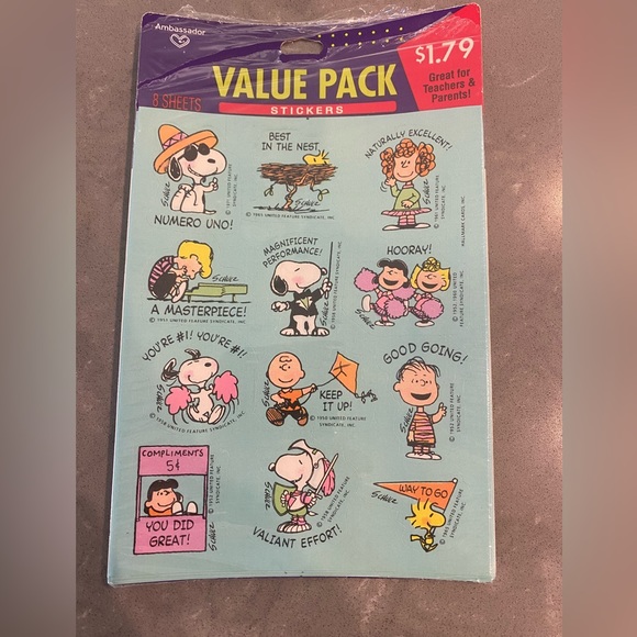 Hallmark | Party Supplies | Vintage Hallmark Stickers Sheets Snoopy ...